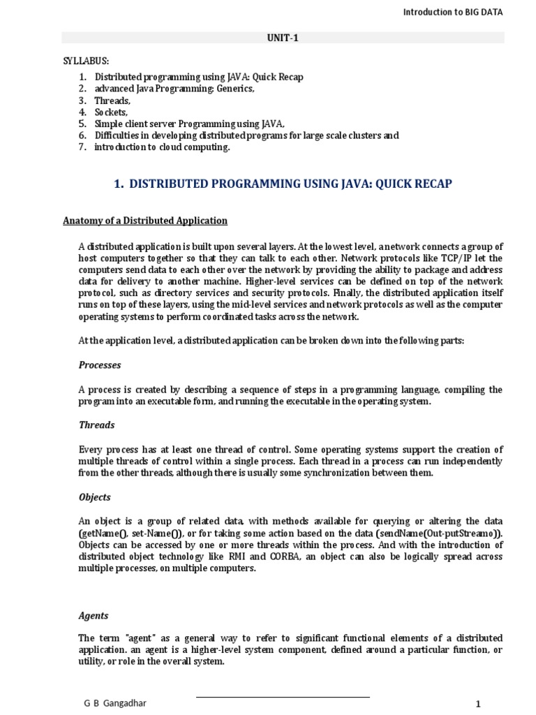 Distributed Programming Using Java: Quick Recap: UNIT-1 | PDF | Common Object Request Broker ...