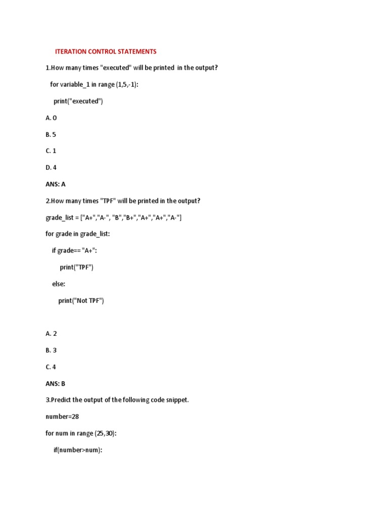 Iteration Control Statements: Ans: A | PDF | Queue (Abstract Data Type ...