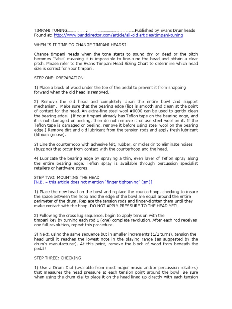 Timpani Tuning Poster | PDF | Drum | Pitch (Music)