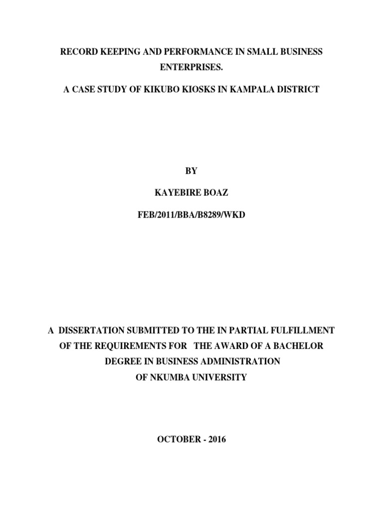 Record Keeping and Performance in Small | PDF | Records Management ...
