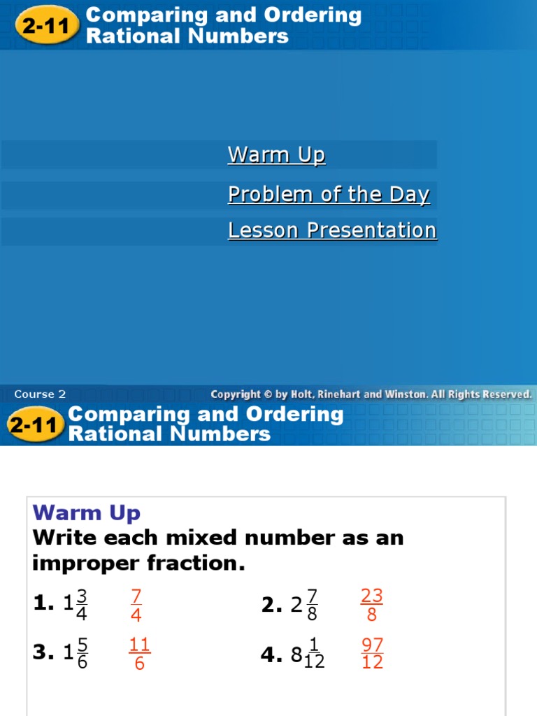 Ordering and Comparing Rational Numbers | PDF | Numbers | Rational Number