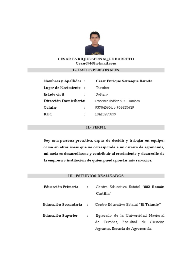 CV CESAR ENRIQU ACTUALIZADO | PDF | Agricultura | Educación avanzada