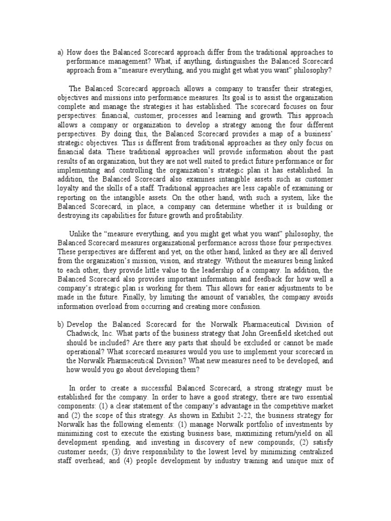 AML - Chadwick Inc. (Balanced Scorecard) | PDF | Sales | Strategic Planning