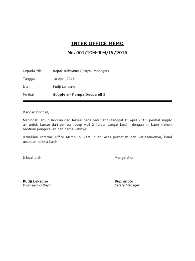 Inter Office Memo 001 | PDF