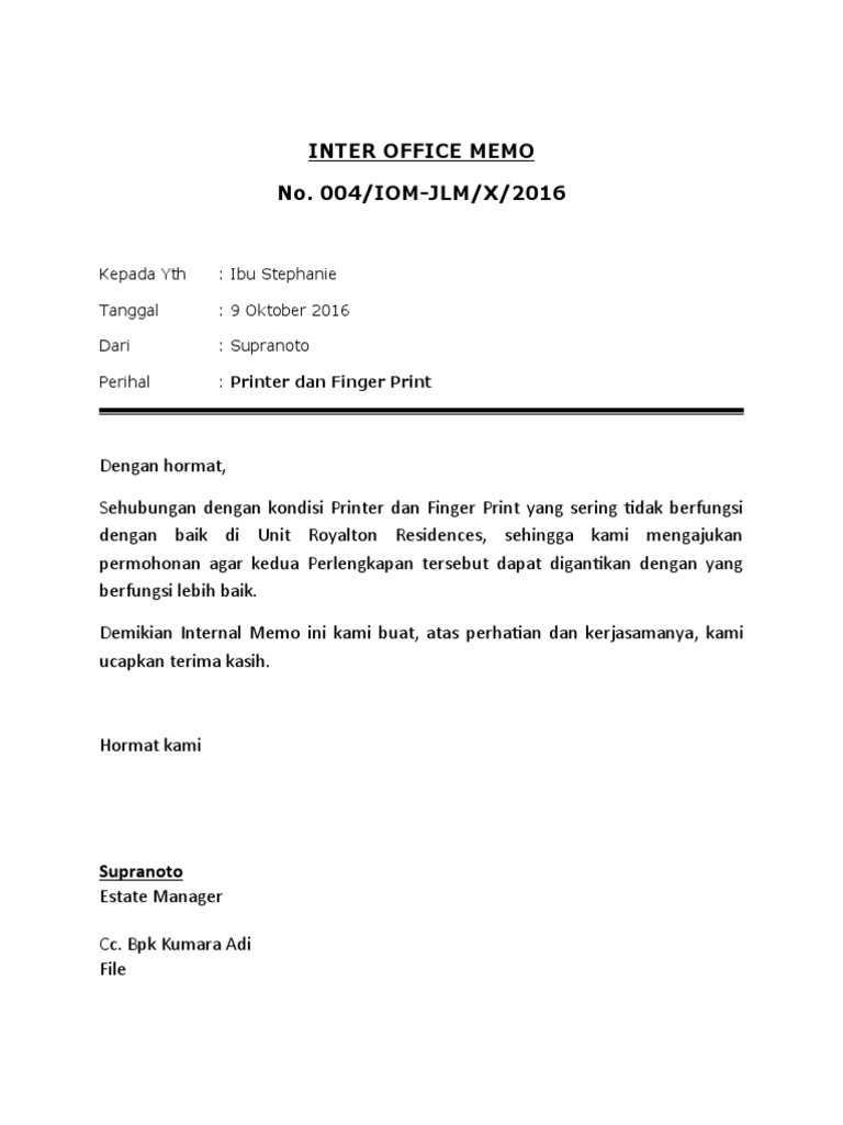 Inter Office Memo 004 | PDF