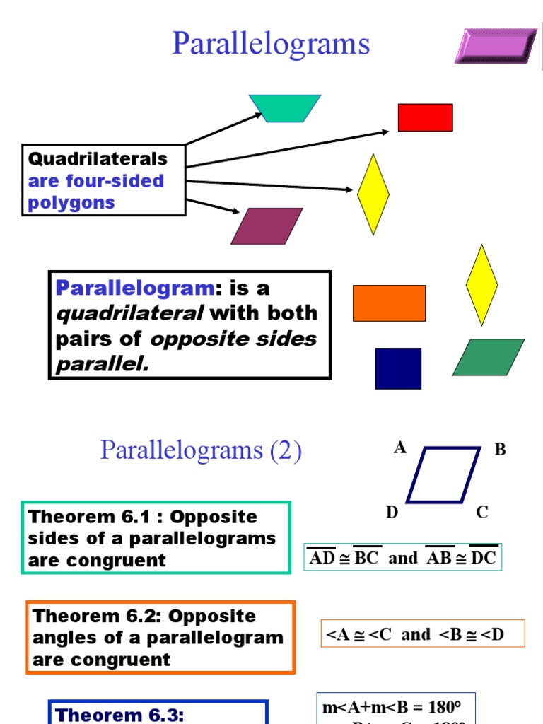 Parallelograms: Quadrilateral Opposite Sides Parallel | PDF | Rectangle | Polytopes