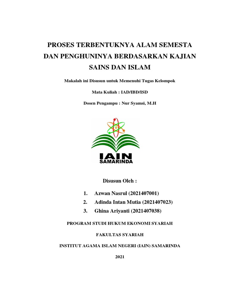 Makalah IAD IBD ISD Proses Terbentuknya Alam Semesta Berdasarkan Kajian Sains Dan Islam (Kel. 3 ...