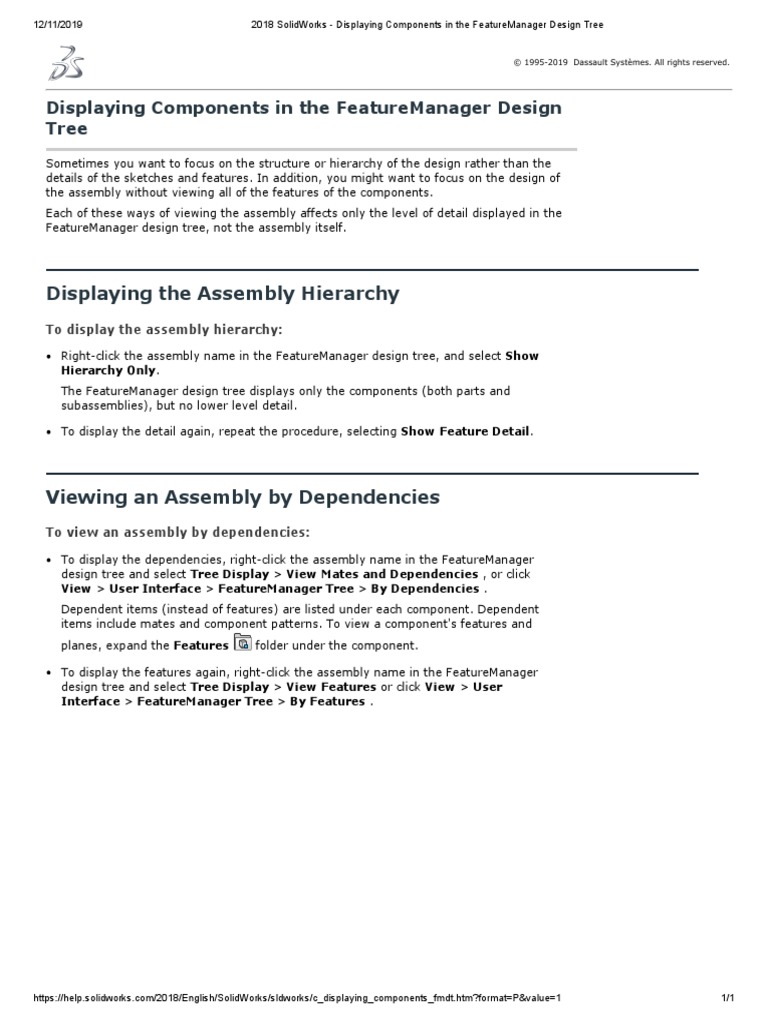 2018 01 02 SolidWorks - Displaying Components in The FeatureManager ...