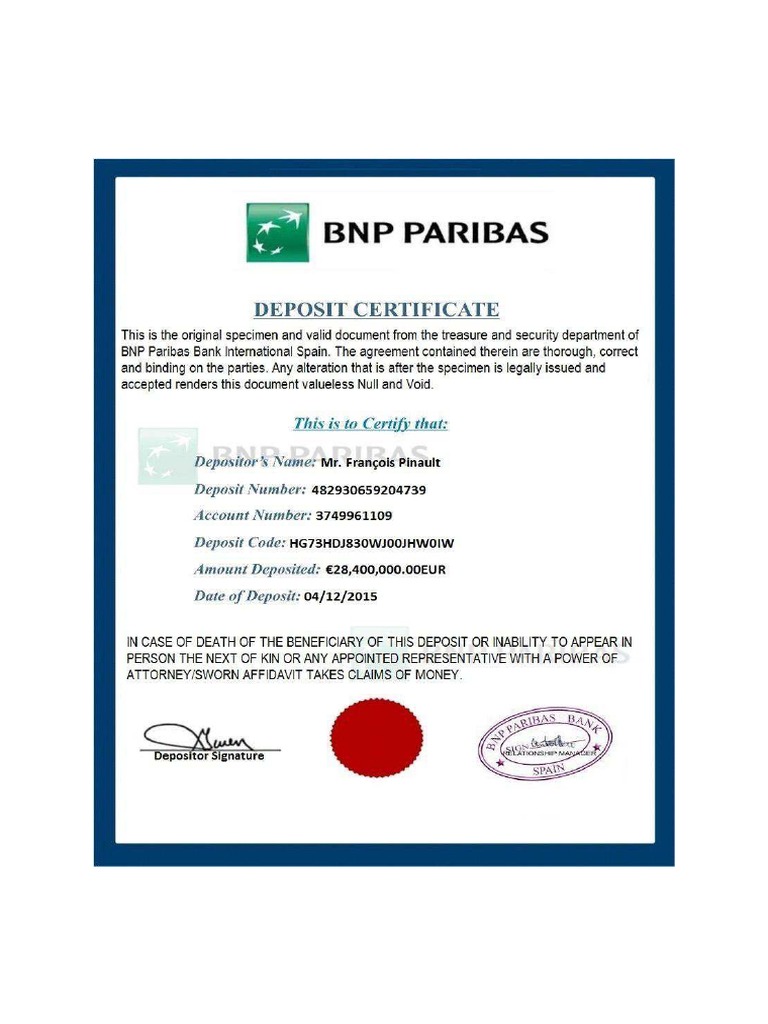 Certificate of Deposit PDF | PDF