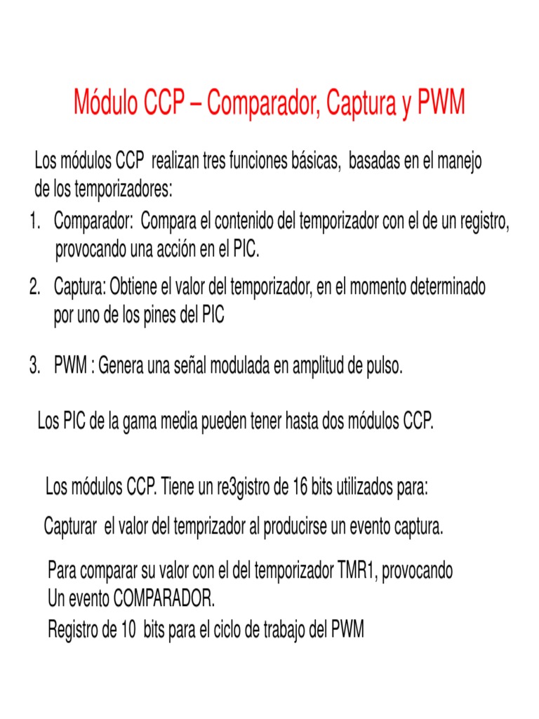 Módulo CCP: Comparador y PWM en PIC | PDF | Poco | Tecnología de ...
