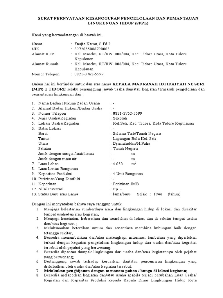 Form SPPL Baru - Imb Min 1 | PDF