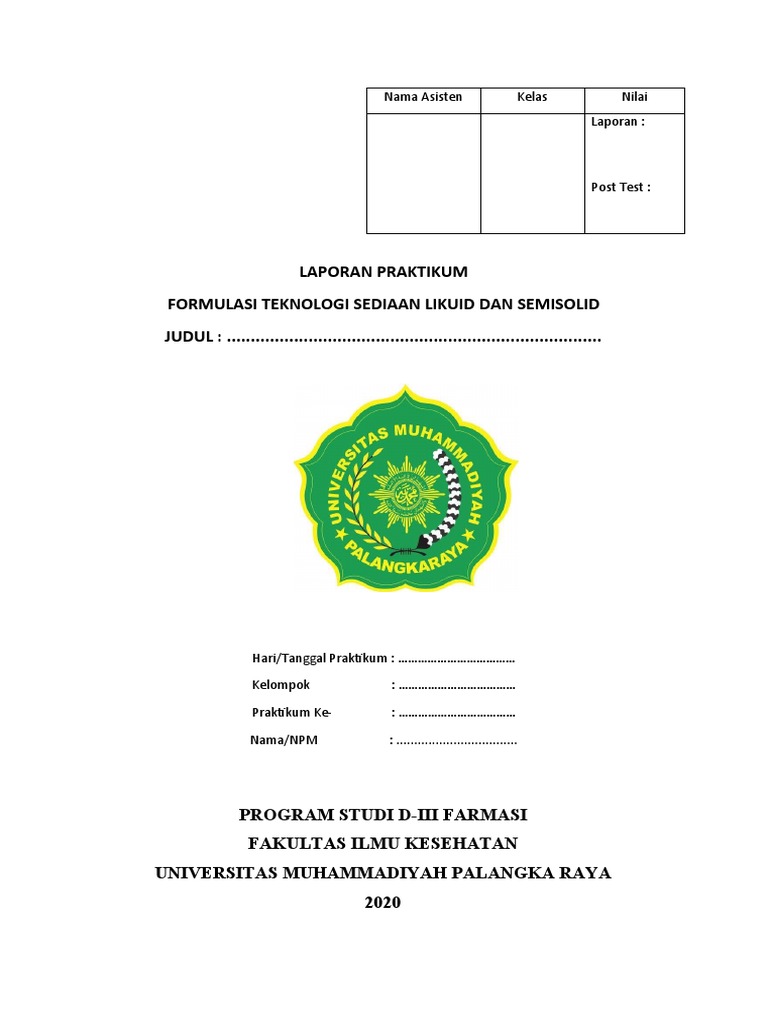 Format Laporan Praktikum FTS Liquid Dan Semisolid | PDF