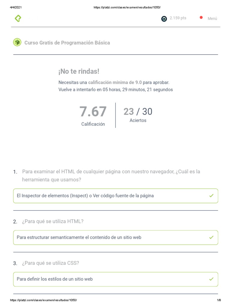 Resultados examen programación básica | PDF | HTML | Script Java