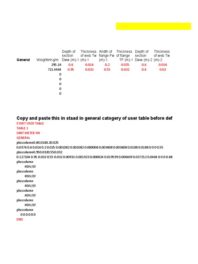 Staad Inputs | PDF | Continuum Mechanics | Mechanics