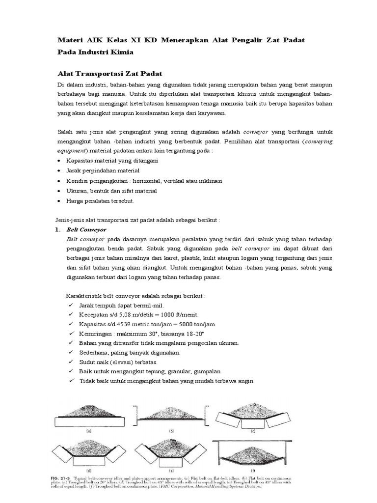 Materi AIK Kelas XI KD Menerapkan Alat Pengalir Zat Padat Pada Industri Kimia Bagian 1 | PDF