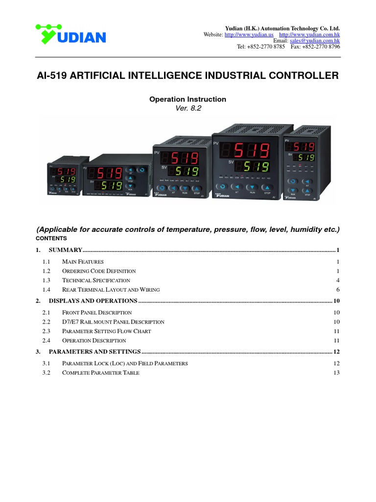 Ai-519 Artificial Intelligence Industrial Controller: Operation ...