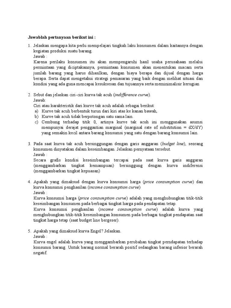 Mempelajari Perilaku Konsumen dan Kurva Ekonomi | PDF | Pengelolaan ...