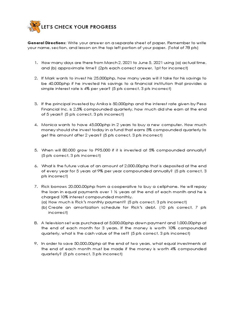 Worksheet - Math of Investment | PDF | Stocks | Interest Rates