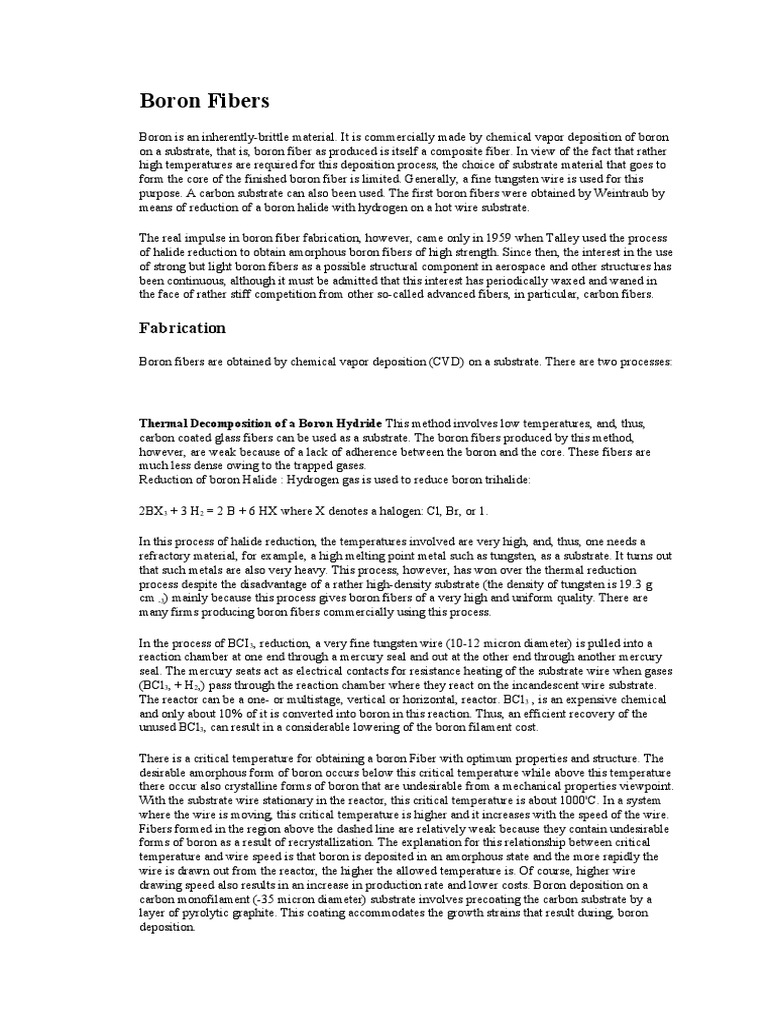 Boron Fibers: Fabrication | PDF | Boron | Fracture
