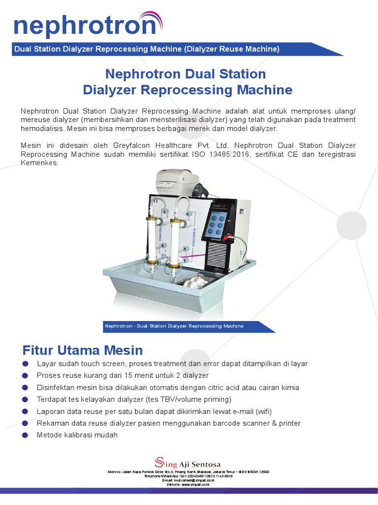 Brosur - Nephrotron Dual Station Dialyzer Reprocessing Machine (AKL 20805914749) | PDF