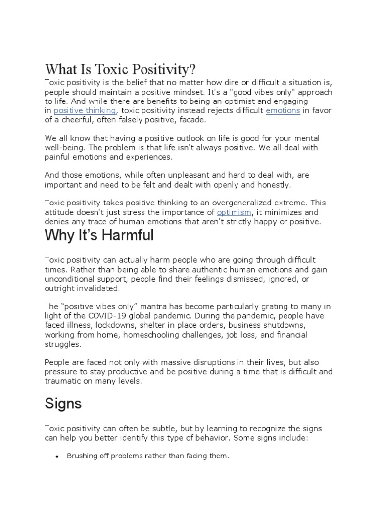 What Is Toxic Positivity | PDF | Feeling | Optimism