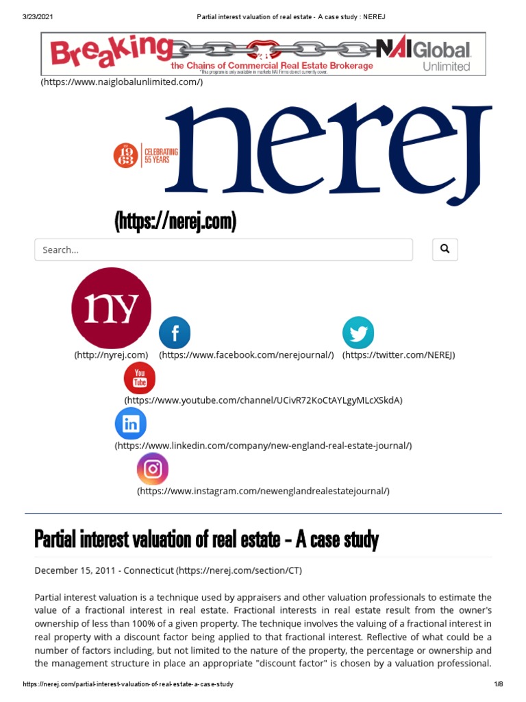 Partial Interest Valuation of Real Estate - A Case Study - NEREJ | PDF ...