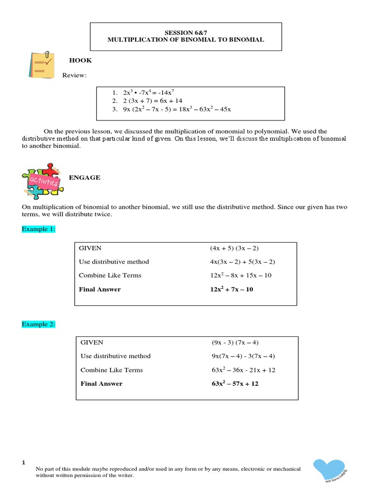 Multiplication of Binomial To Binomial | PDF | Numerical Analysis | Mathematical Objects