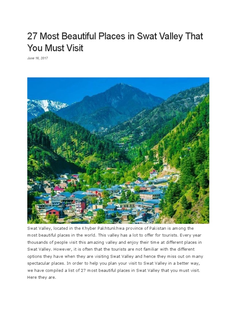 27 Most Beautiful Places in Swat Valley That You Must Visit | PDF ...