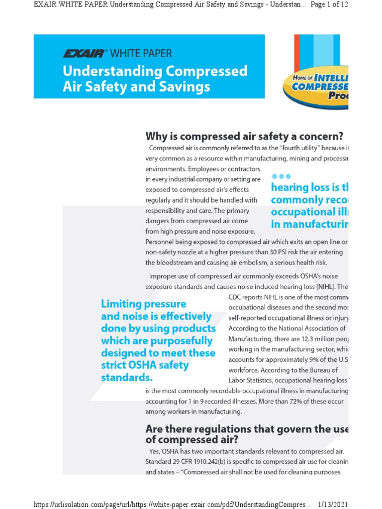Understanding Compressed Air Safety and Savings | PDF