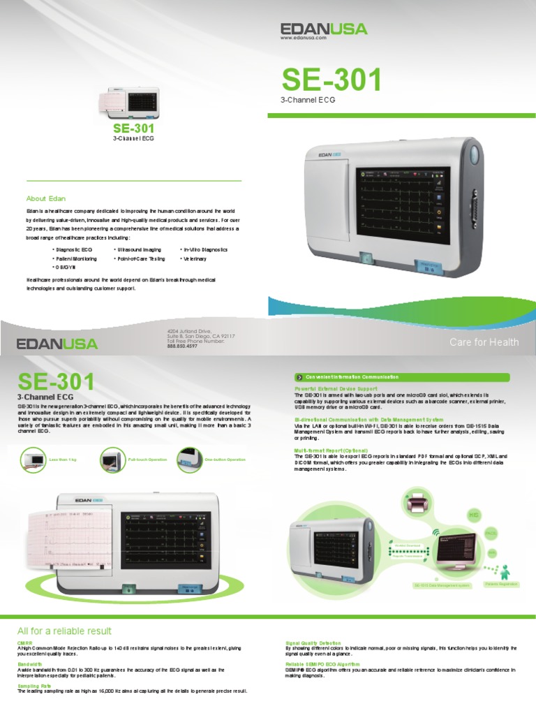 SE 301 ECG Machine Brochure | PDF | Telecommunications | Computer ...