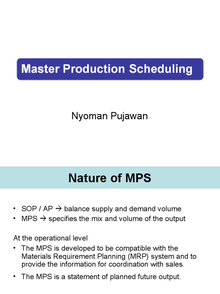 Master Production Scheduling | PDF | Business Process | Production And ...