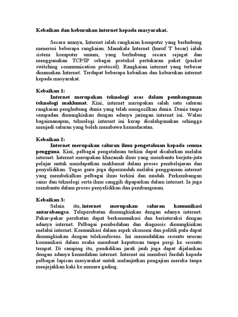 Kebaikan Dan Keburukan Internet Kepada Masyarakat 24.3.2021 | PDF
