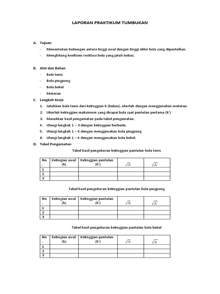 Laporan Praktikum Tumbukan | PDF