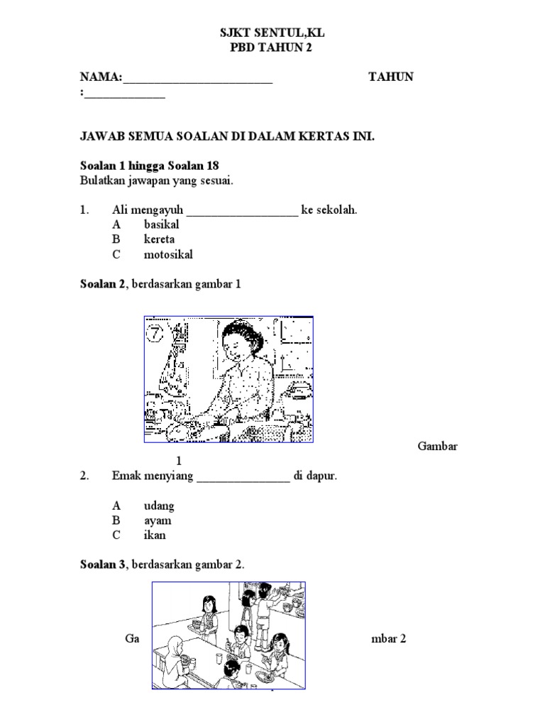 Soalan BM Bahasa Melayu Pemahaman Tahun 2 | PDF