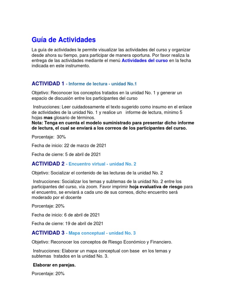 Guía de Actividades | PDF