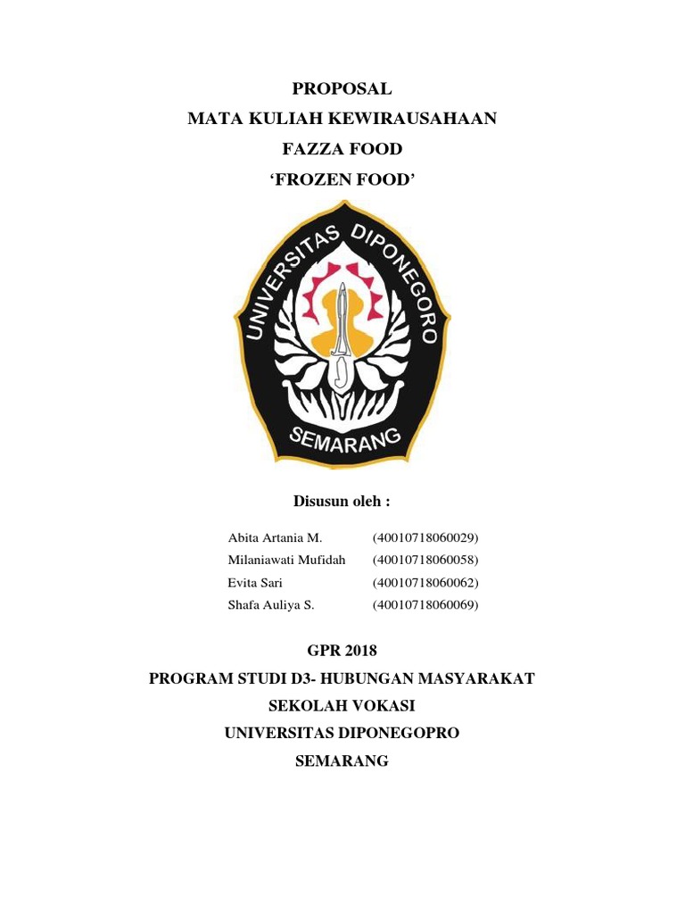 Proposal Mata Kuliah Kewirausahaan Fazza Food Frozen Food': Disusun ...