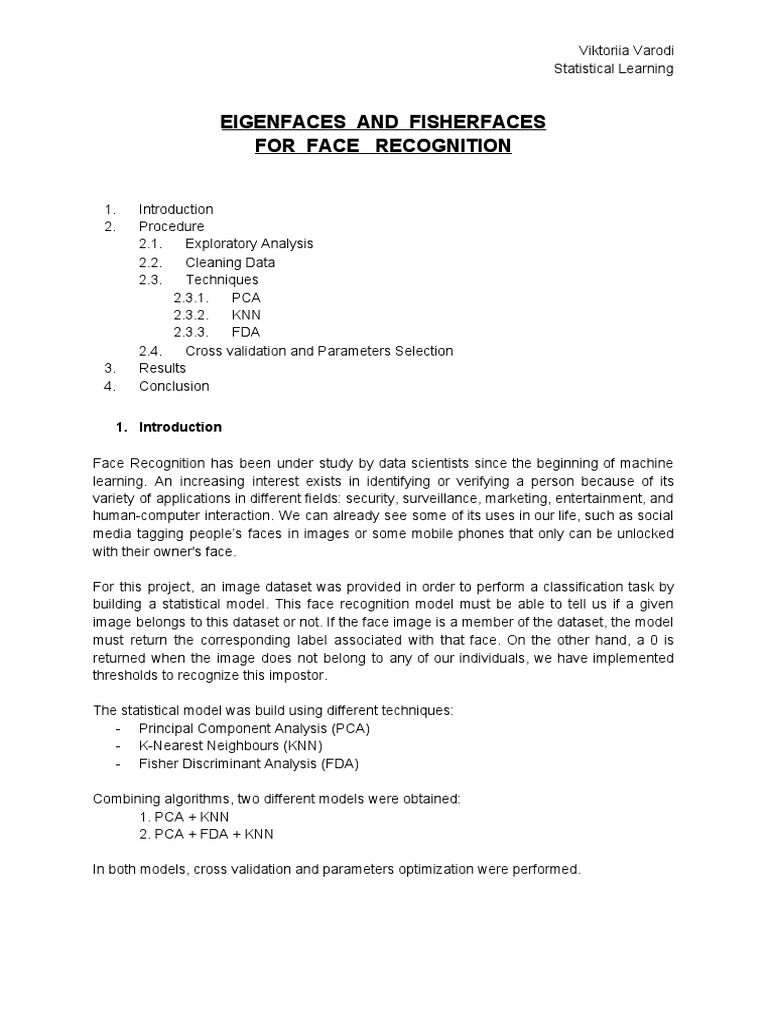 Eigenfaces and Fisherfaces For Face Recognition | PDF | Principal ...