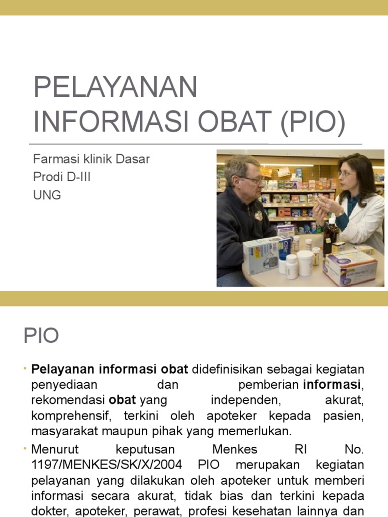 Pelayanan Informasi Obat (PIO) Dan Penjelasan Tugas | PDF | Pengembangan Diri | Kesehatan Holistik