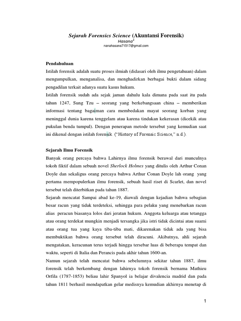 Jurnal Sejarah Ilmu Forensik | PDF