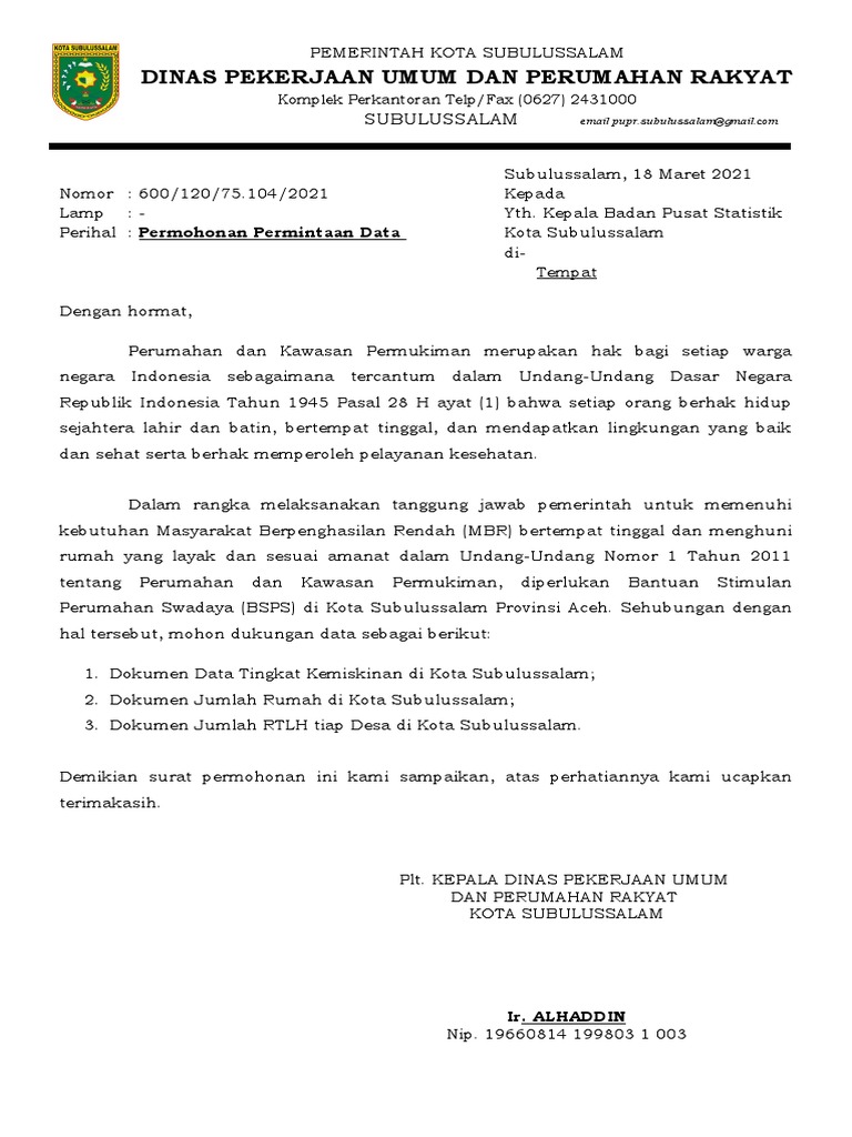 Permintaan Data Ke Bps | PDF