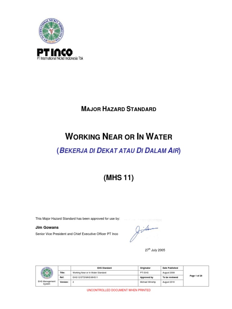 Mhs11-Working Near or in Water | PDF | Underwater Diving | Safety