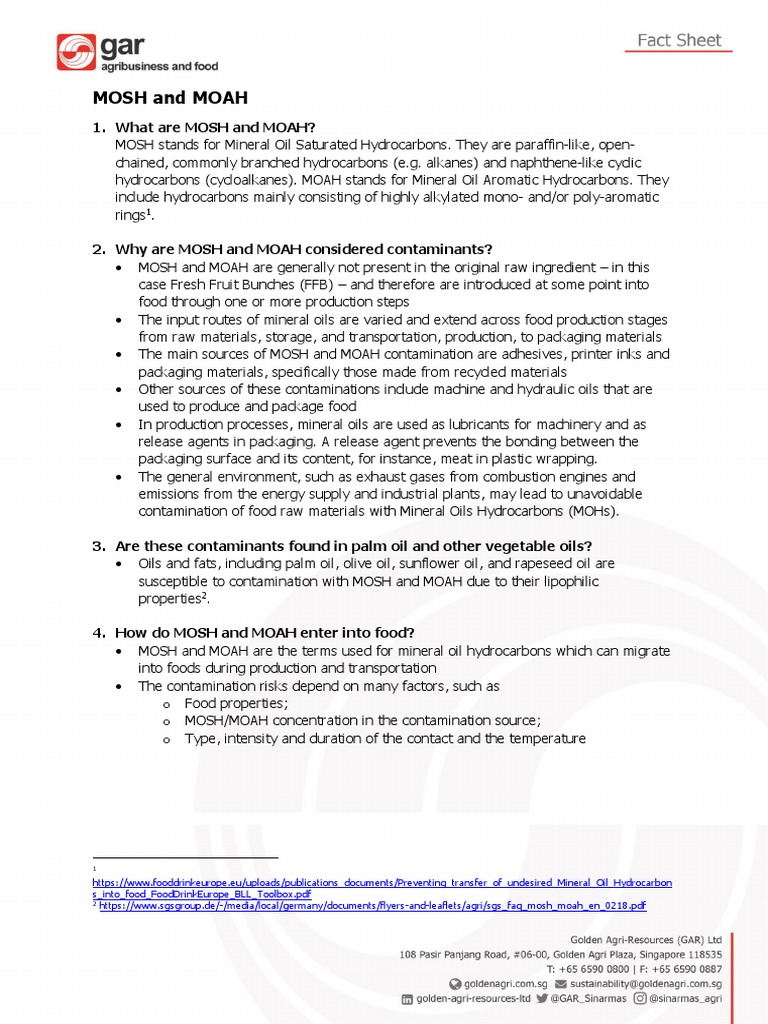 Fact Sheet MOSH and MOAH | PDF