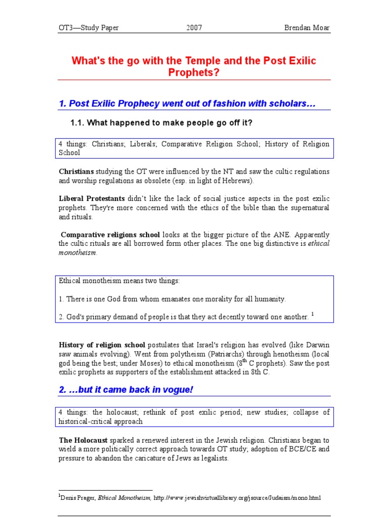 (OT3) Post Exilic Prophets and The Temple | PDF | Book Of Zechariah ...
