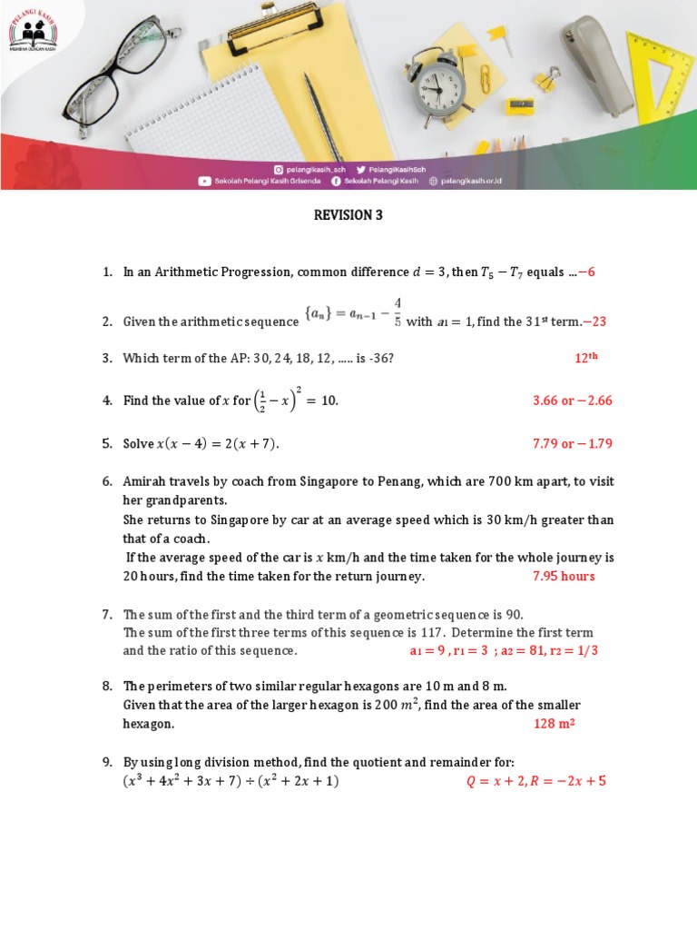 Arithmetic Progression and Algebra Problems | PDF | Teaching Methods ...