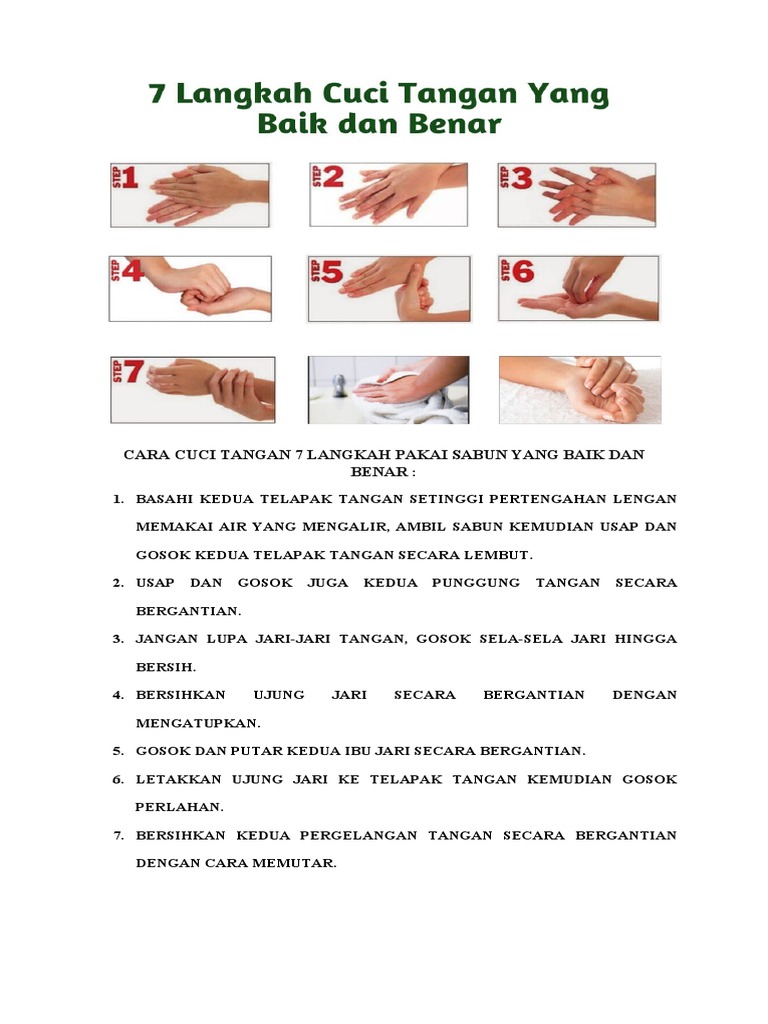Panduan Cuci Tangan 7 Langkah Efektif | PDF | Memasak, Makanan ...