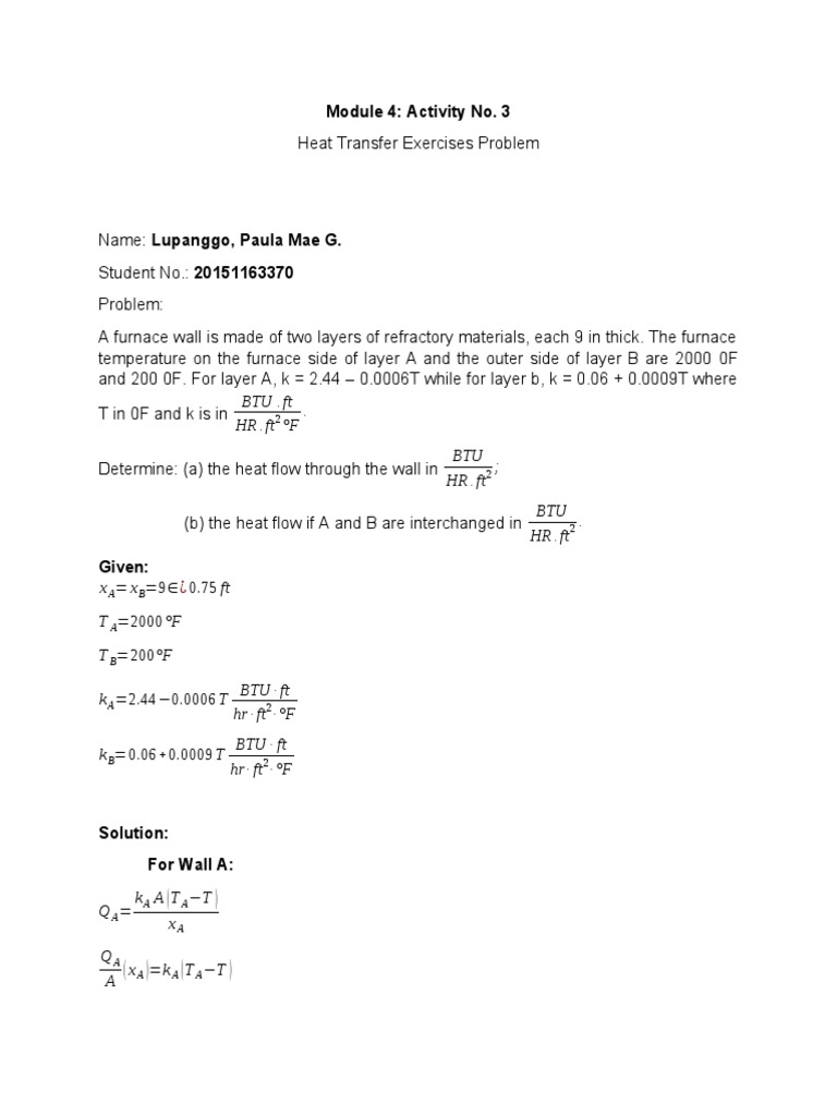 Exercises Problem 3 Heat Transfer | PDF | Heat Transfer | Building ...