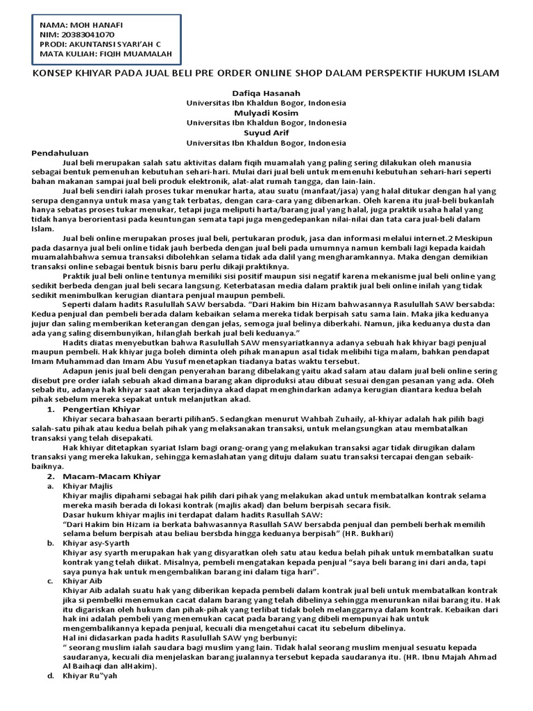 Moh Hanafi Fiqih Muamalah | PDF