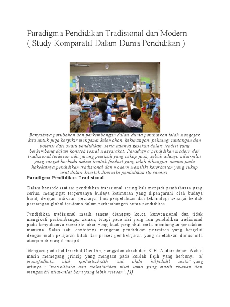 Paradigma Pendidikan Tradisional Dan Modern | PDF
