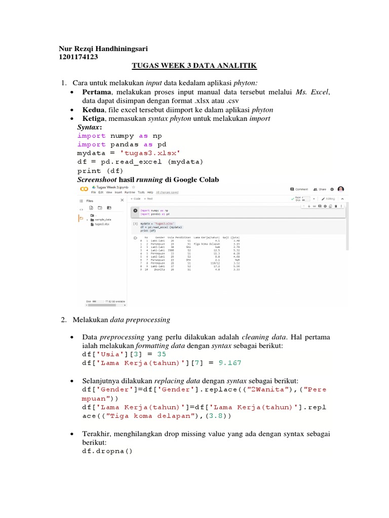 Tugas Data Preprocessing | PDF | Komputer | Teknologi & Rekayasa