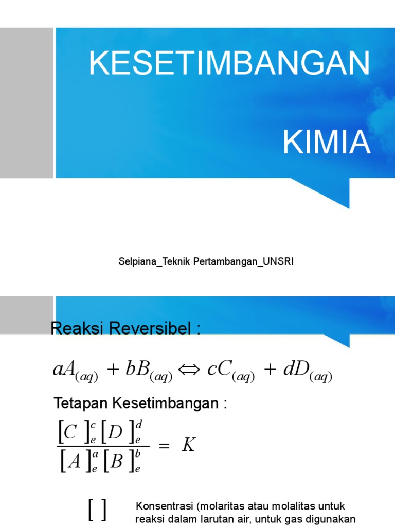 Kesetimbangan Kimia Dasar | PDF